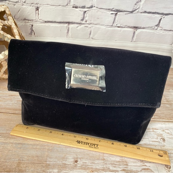 Giorgio Armani | Bags | Giorgio Armani Black Velvet Folding Clutch ...